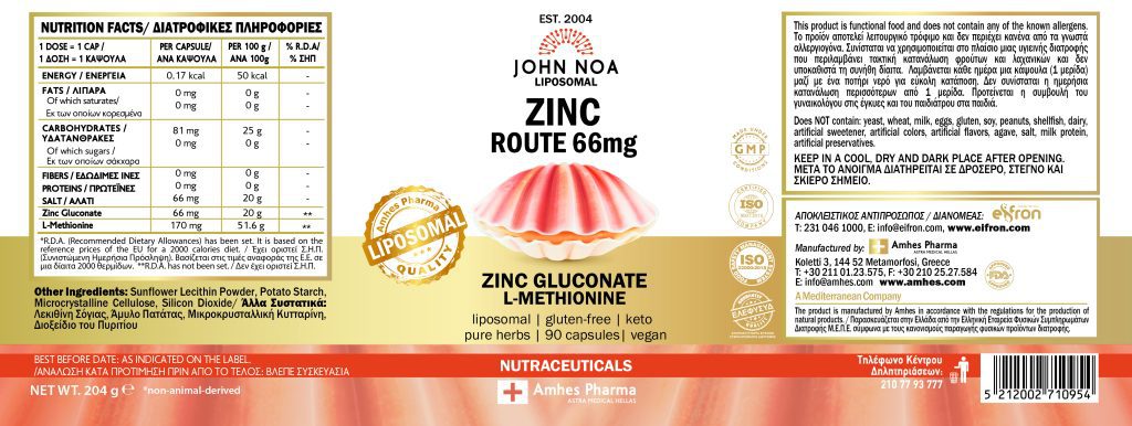 JOHN NOA - ZINC ROUTE - Food Supplements Manufacturing